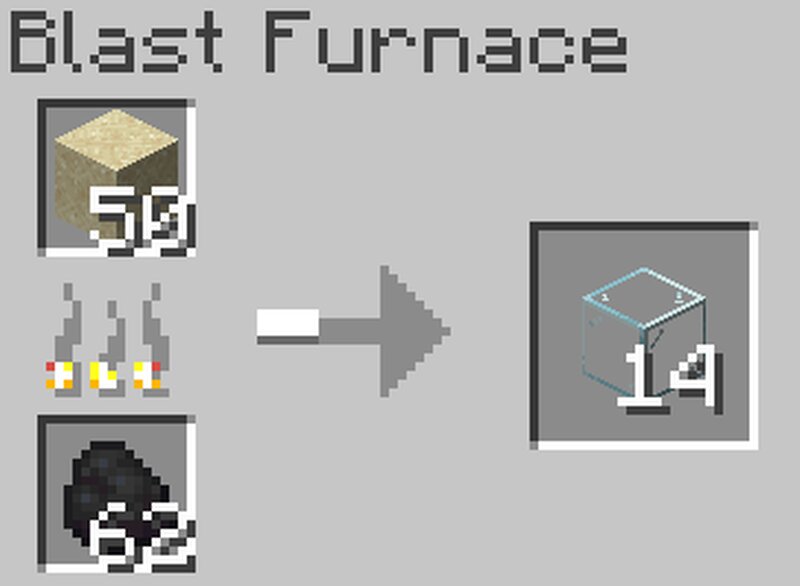 Smelting sand in blast furnace Minecraft Data Pack