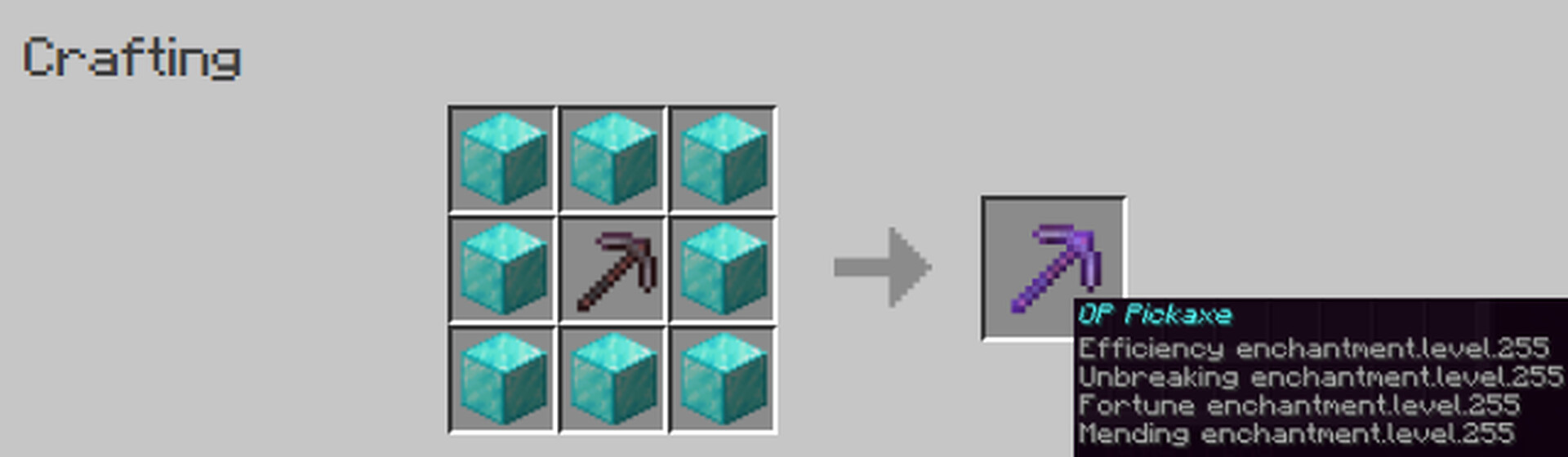 Crafting An OP Pickaxe Minecraft Data Pack
