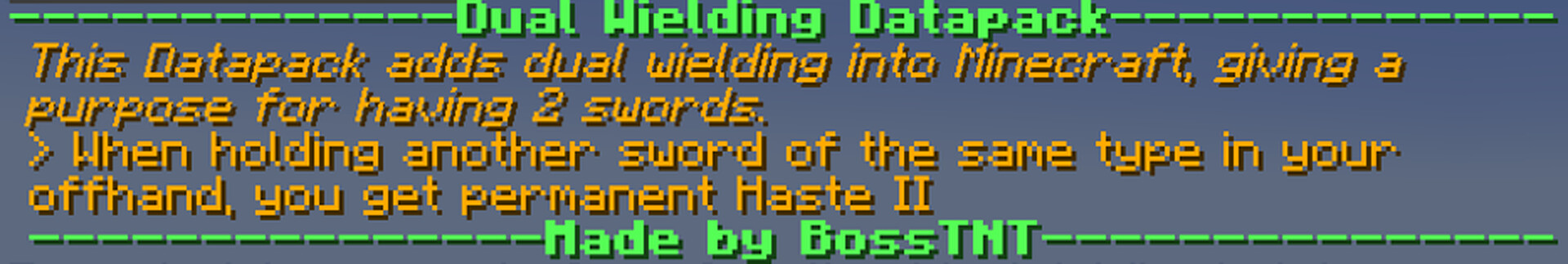 Dual Sword Wielding Minecraft Data Pack