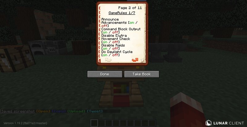 Map Building Help Book / Command Book Minecraft Data Pack