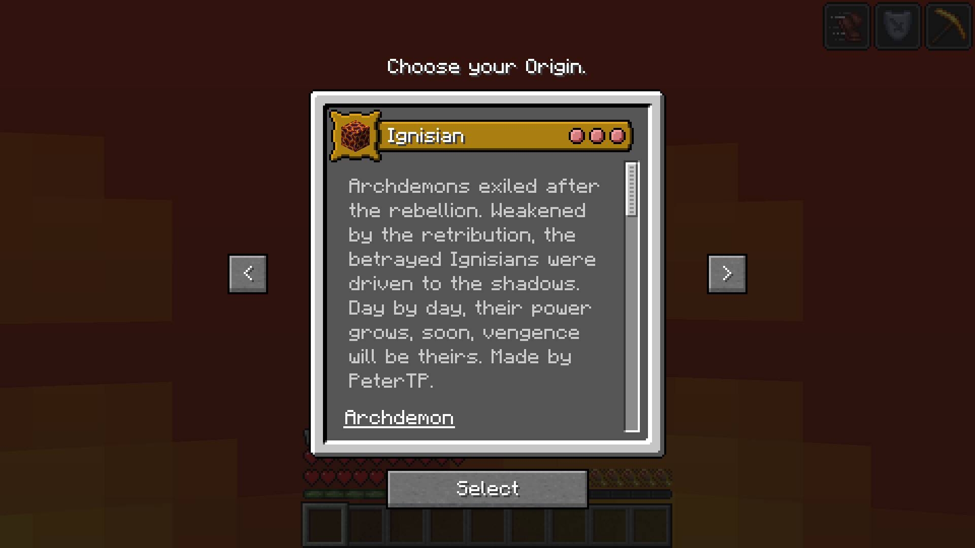 Ignisian Origin | Fabric Origins Mod Datapack Minecraft Data Pack