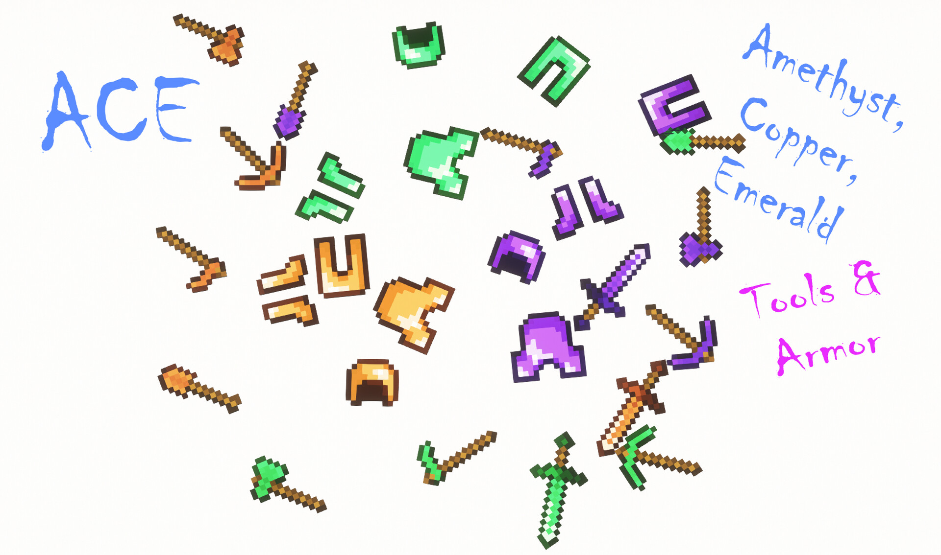 ACE (Amethyst, Copper, Emerald) Tools and armor v1.3 Minecraft Data Pack