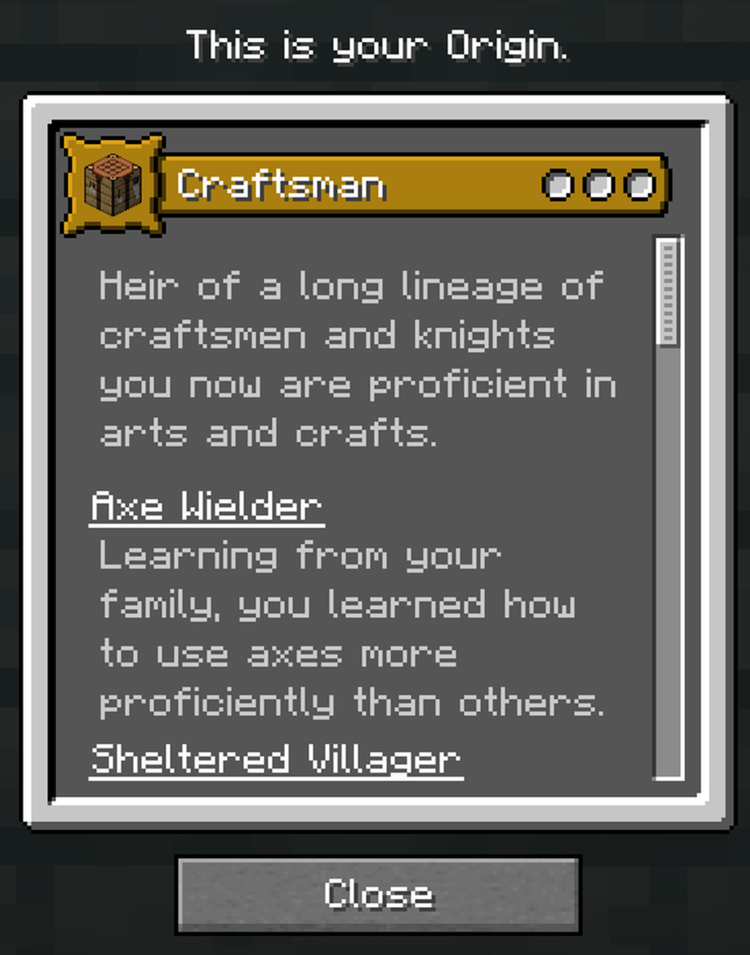 Craftsman Origin Datapack Minecraft Data Pack