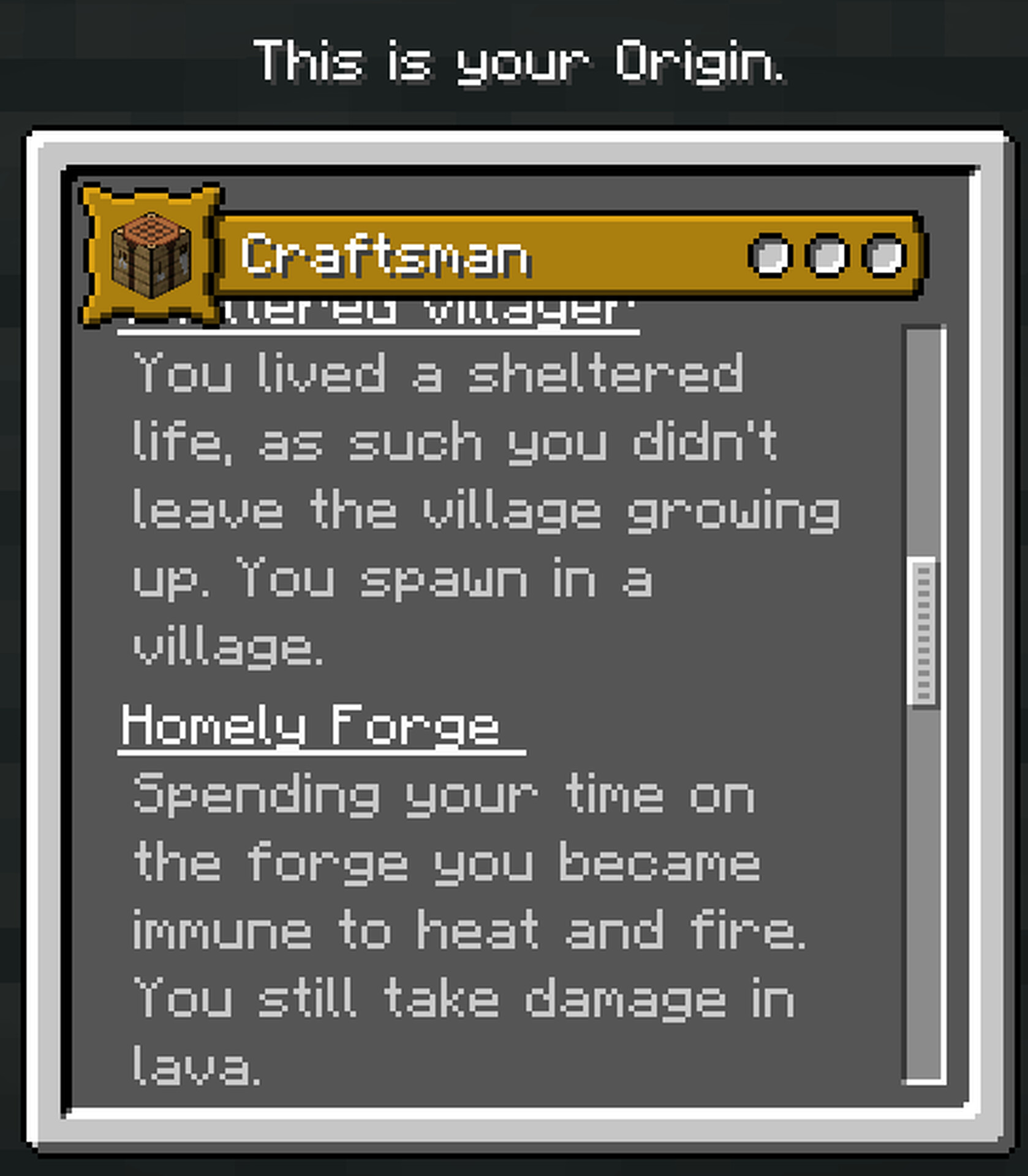 Craftsman Origin Datapack Minecraft Data Pack