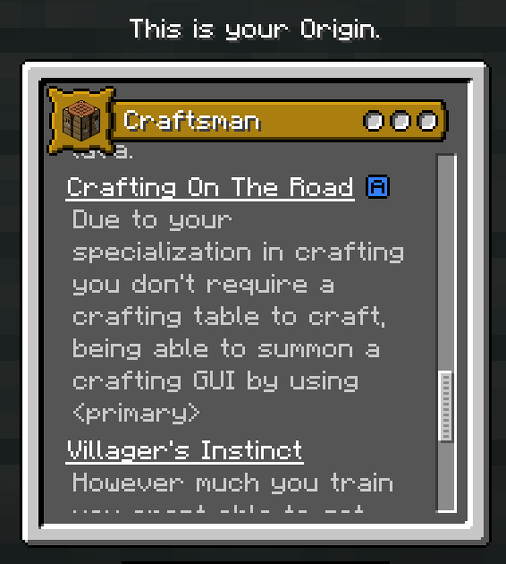 Craftsman Origin Datapack Minecraft Data Pack