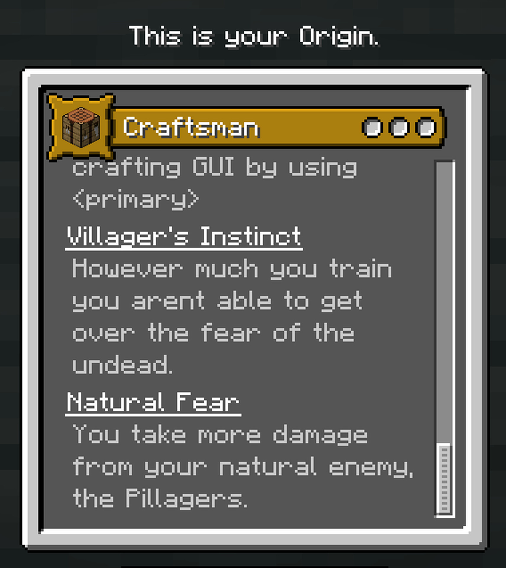 Craftsman Origin Datapack Minecraft Data Pack