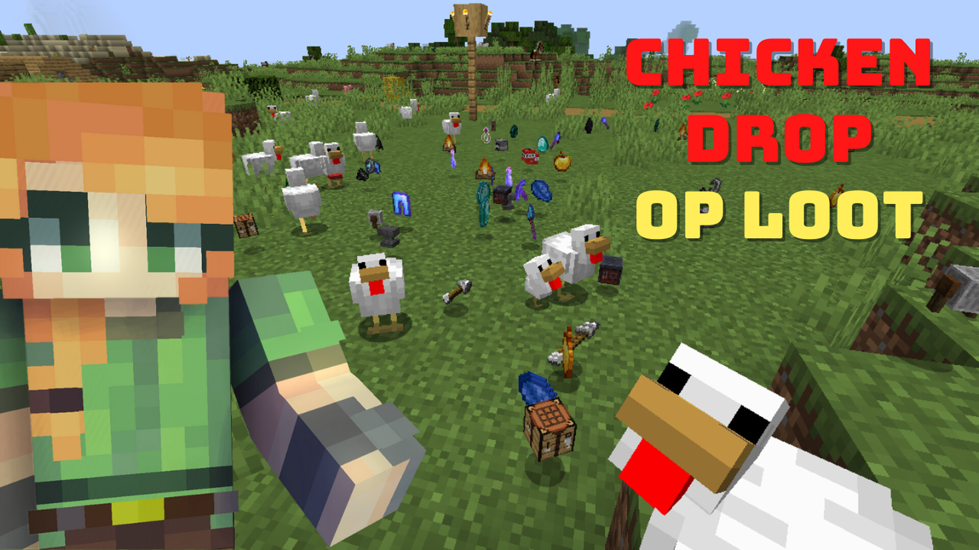 Chicken Drop Op Loot Minecraft [Java] and [Bedrock] Minecraft Data Pack
