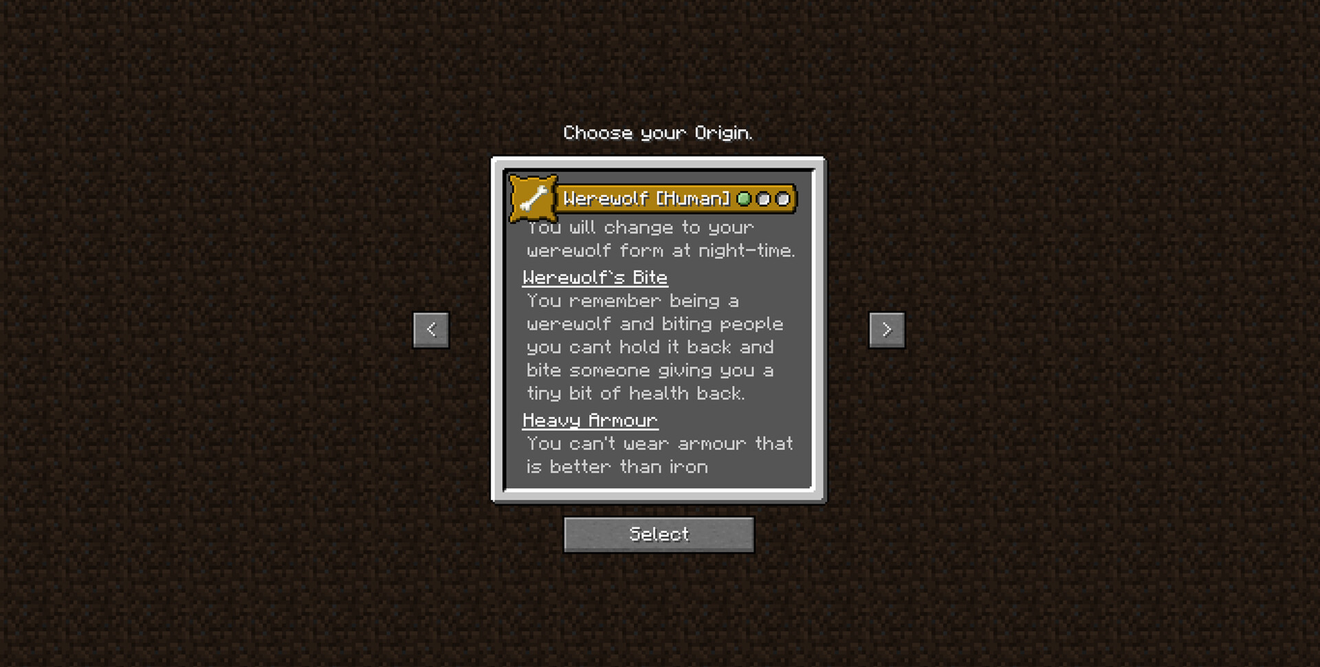 WereWolf-Origin Minecraft Data Pack