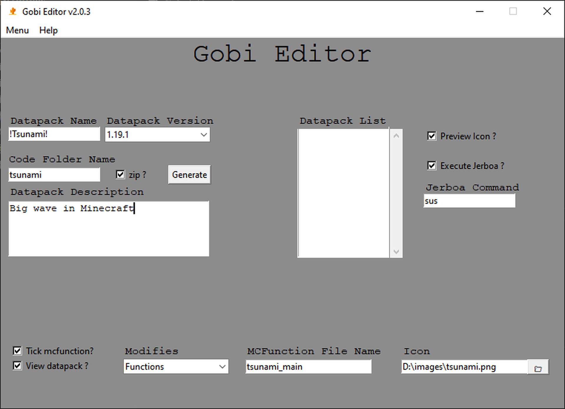 Gobi Editor V2.0.3 (Datapack generator) Minecraft Data Pack