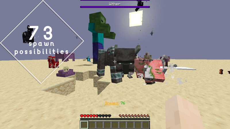 Minecraft, but Every time you sneak summon a random mob Minecraft Data Pack