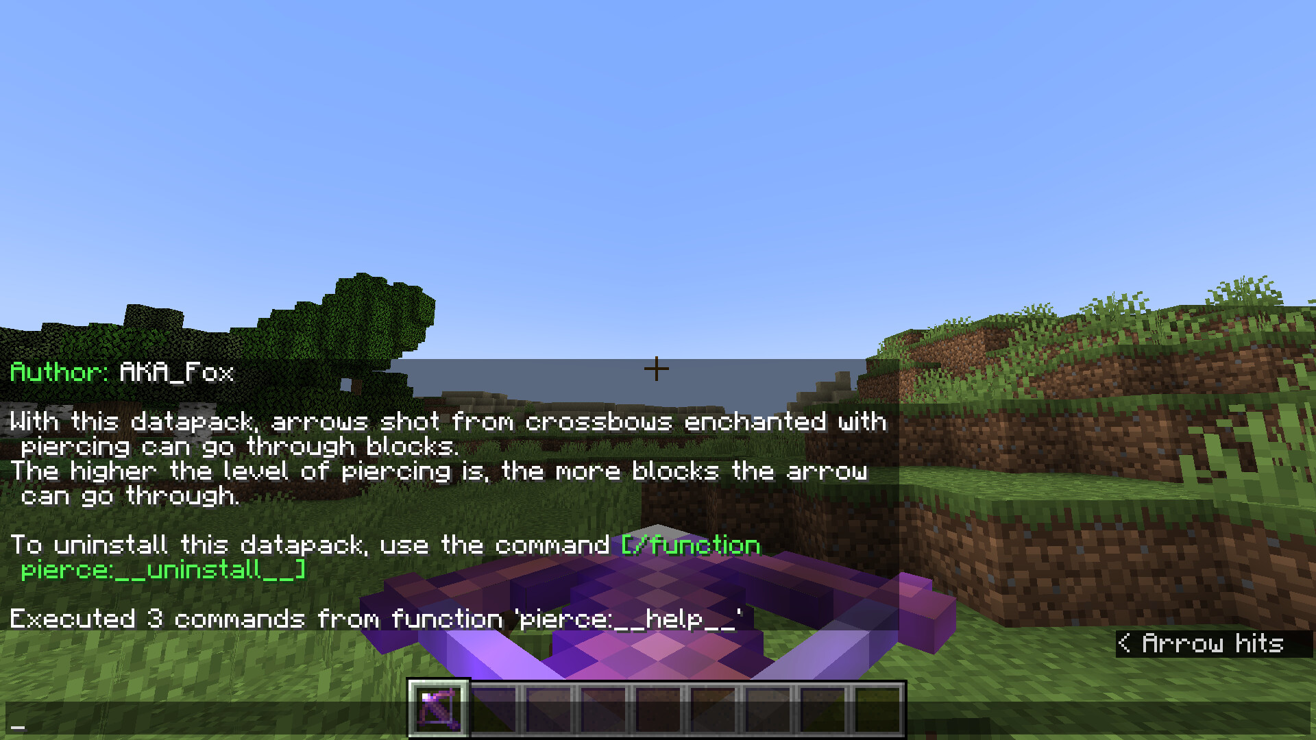Piercing Arrows Can Go Though Blocks Minecraft Data Pack