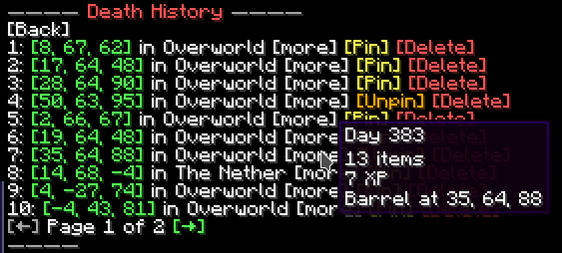 Deathpoint Minecraft Data Pack