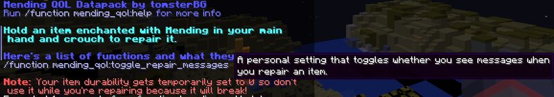 Better Mending Minecraft Data Pack