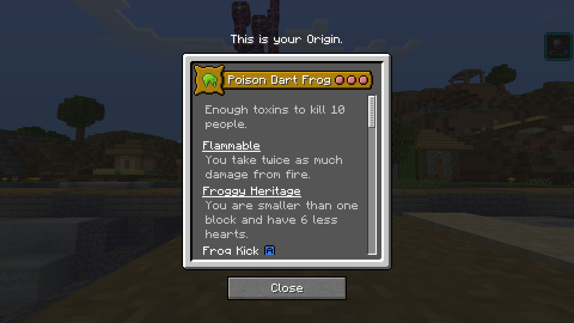 Poison Dart Frog Origin Minecraft Data Pack