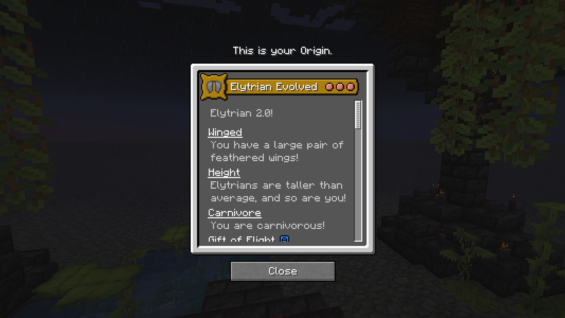 Minecraft Origin Addon | Elytrian Evolved Origin Minecraft Data Pack