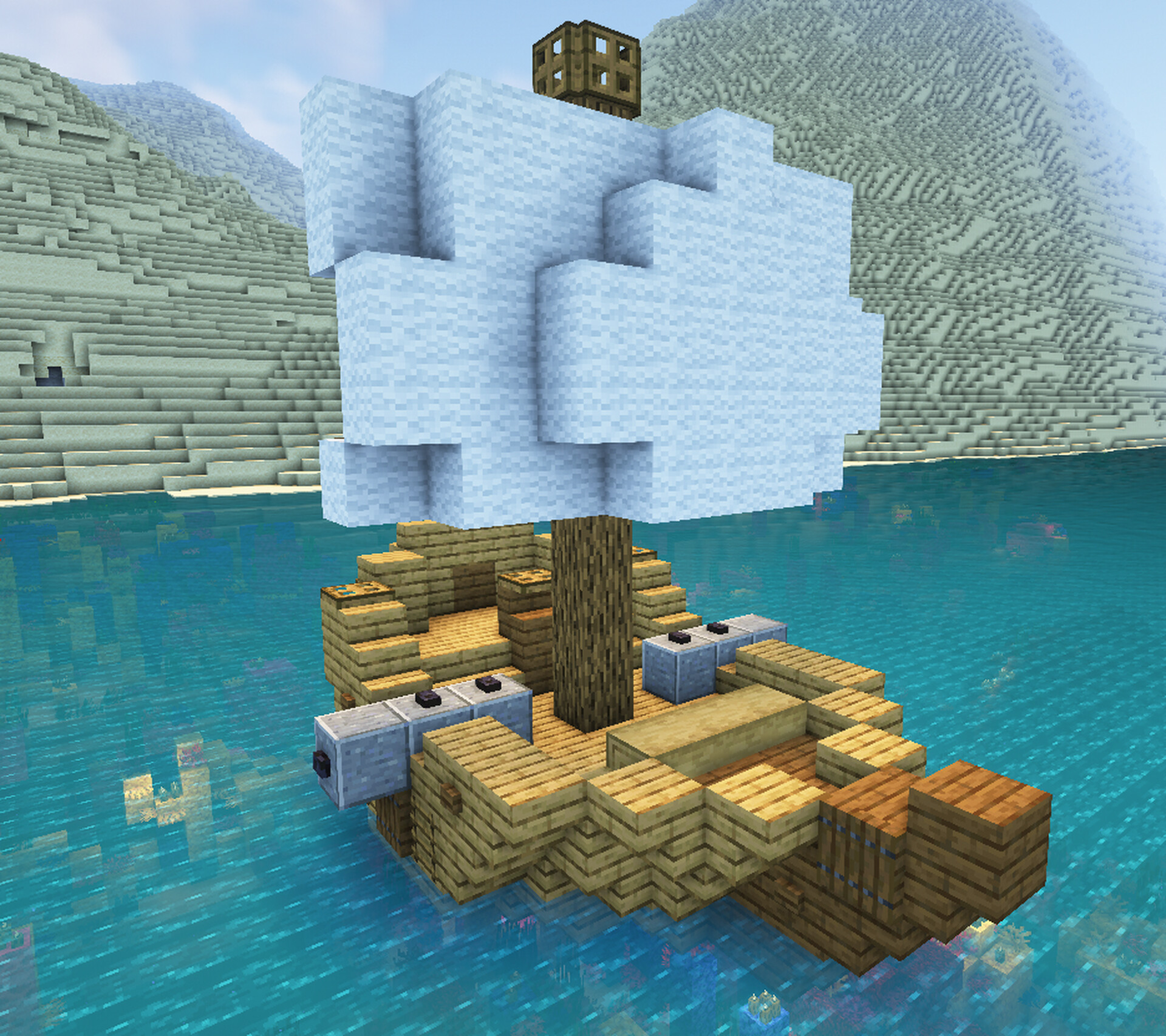 Sailable Custom Ships with Cannons! Minecraft Data Pack