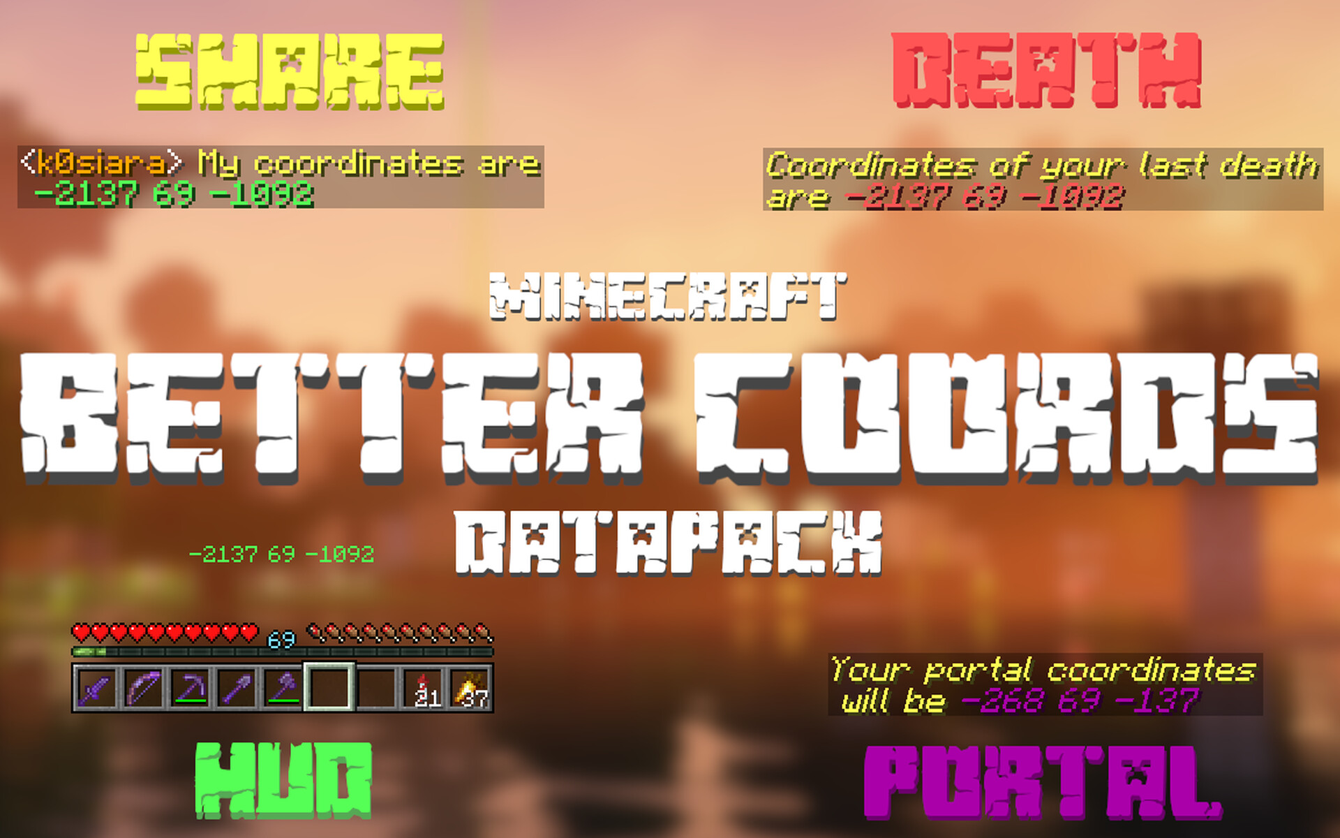 Better coords Minecraft Data Pack