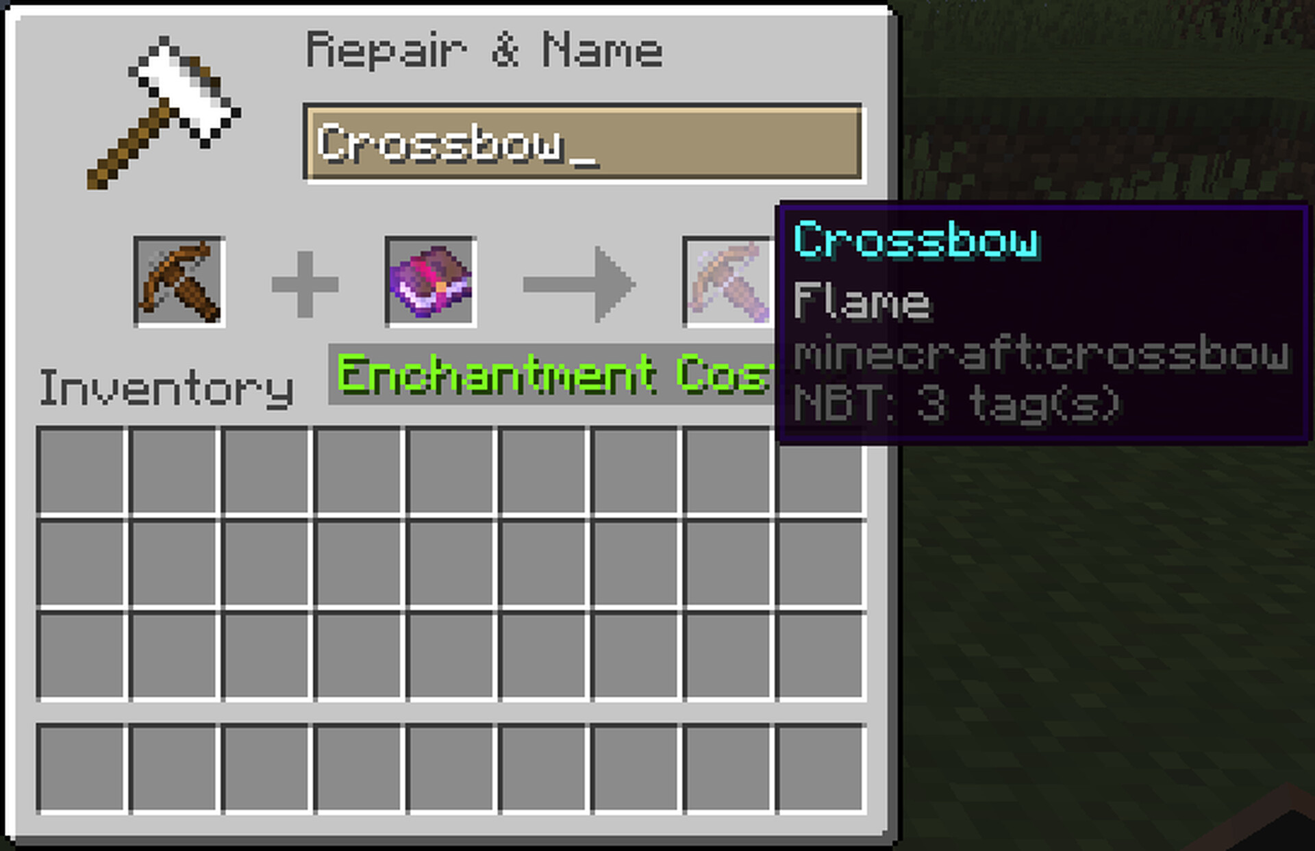 Flame Enchantment Works on Crossbow Minecraft Data Pack