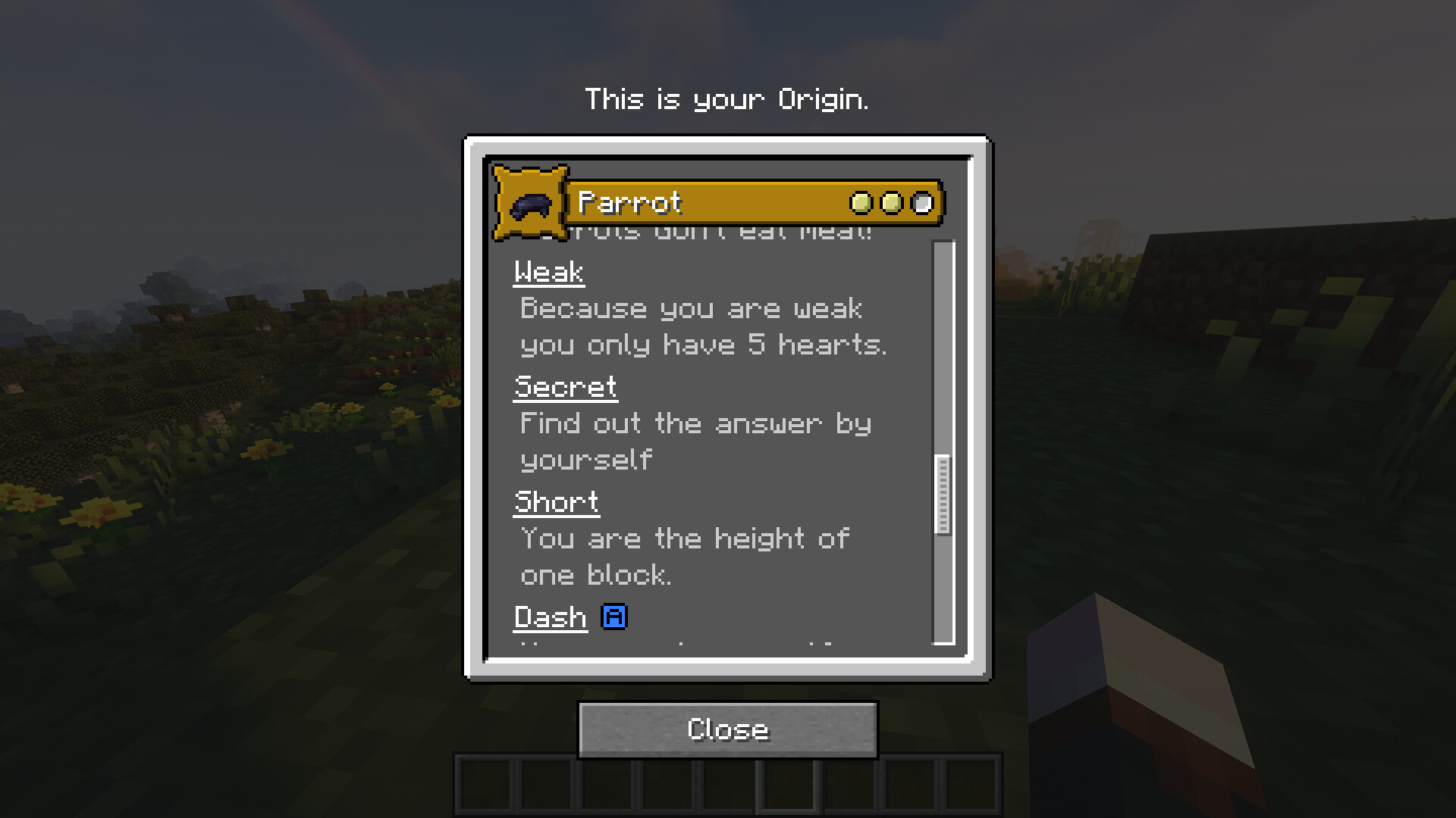 Parrot origin Minecraft Data Pack