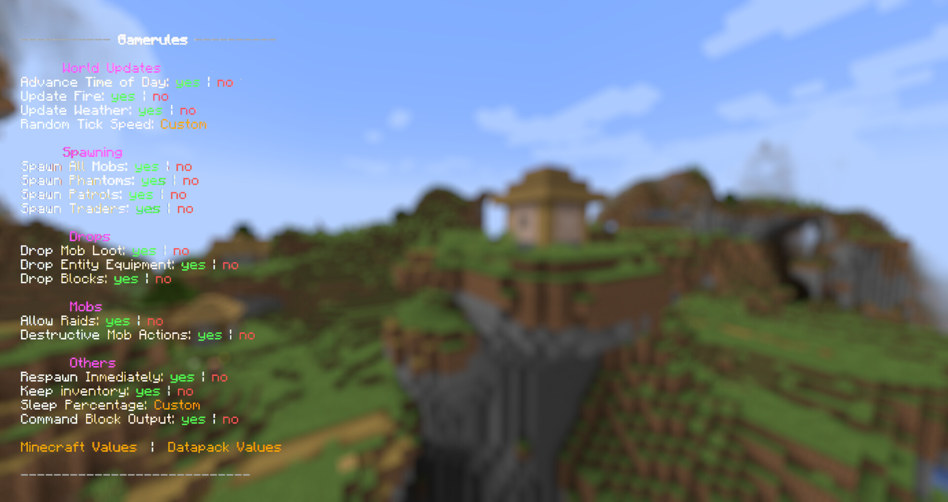 Testing World Basics Minecraft Data Pack