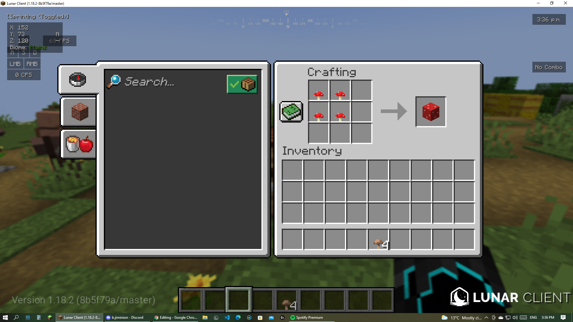 Craftable mushroom blocks Minecraft Data Pack
