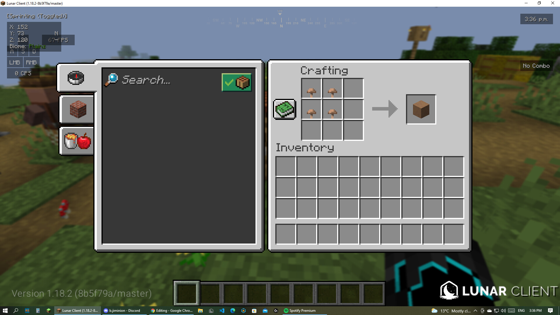 Craftable mushroom blocks Minecraft Data Pack