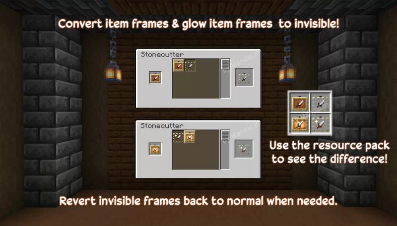 Invisible Item Frames [Stonecutter] Minecraft Data Pack