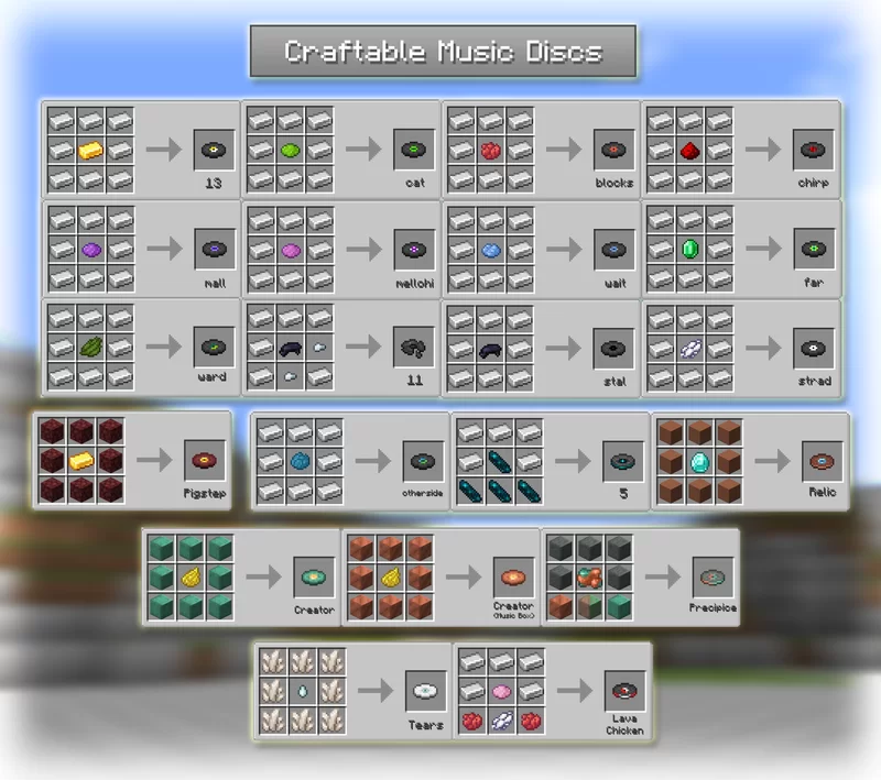 Craftable Music Discs Minecraft Data Pack