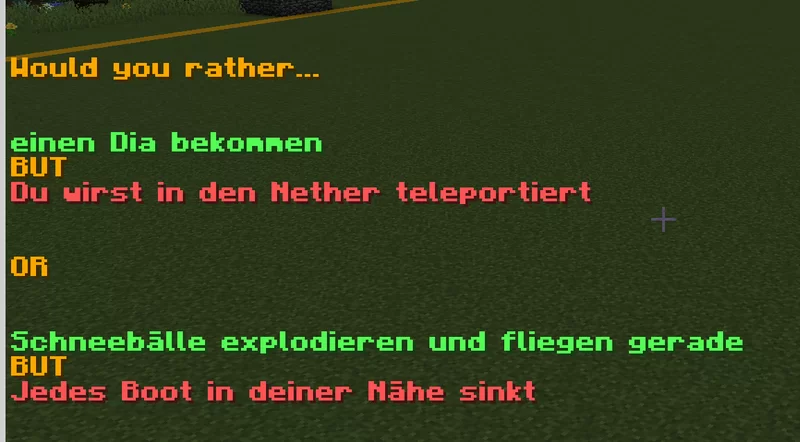 Would you Rather [1.21+] Minecraft Data Pack