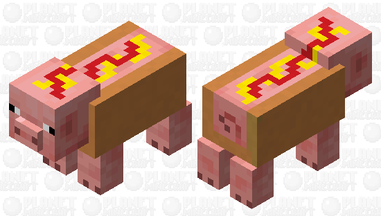 Mustard and ketchup on a pig wiener/sausage in a hotdog Minecraft Mob Skin