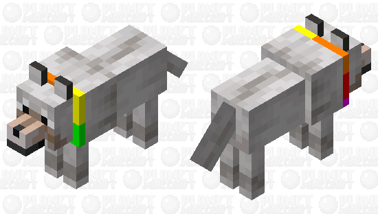 tamed wolf BUT it has a rainbow collar! Minecraft Mob Skin