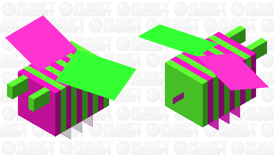 Pink green Bee Minecraft Mob Skin