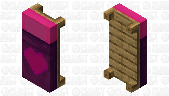 Pink and Purple Heart Bed Minecraft Mob Skin