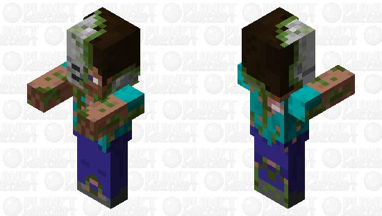 Big brain zombified Steve Minecraft Mob Skin