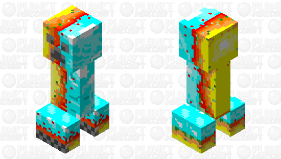 Fire 🔥 and ice 🧊 creeper (credits to evil little kelly) Minecraft Mob Skin