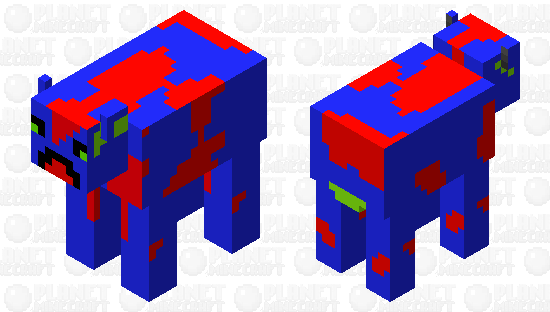 Red Blue Green Black White Cow Minecraft Mob Skin