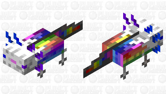 Rainbow Axolotl Minecraft Mob Skin