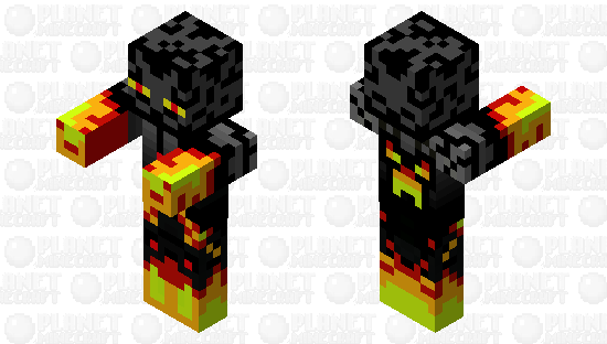 Fire Zombie Enderman. Minecraft Mob Skin