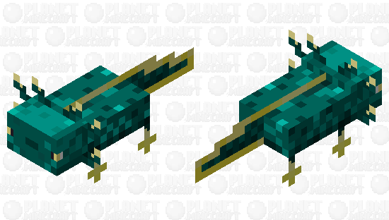 Aquamarine and pastel yellow Axlotl Minecraft Mob Skin
