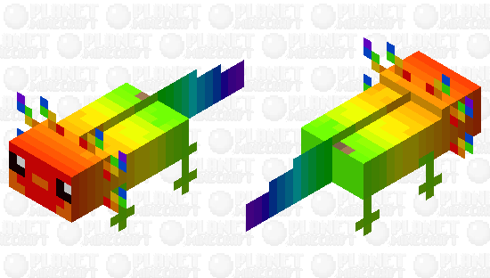 Rainbow axolotl Minecraft Mob Skin