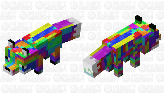 Rainbow Fox Minecraft Mob Skin