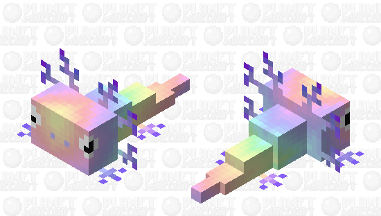 Glowing rainbow axolotl Minecraft Mob Skin