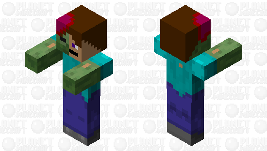 half zombie half human Minecraft Mob Skin