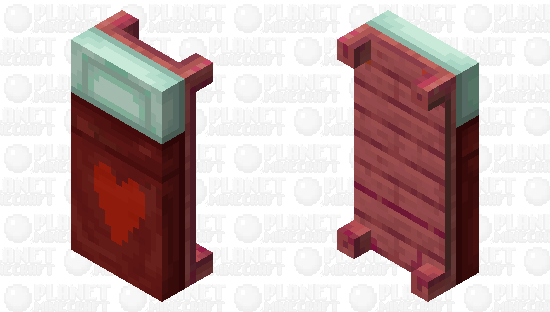 cozy pink wood bed with a orange heart Minecraft Mob Skin