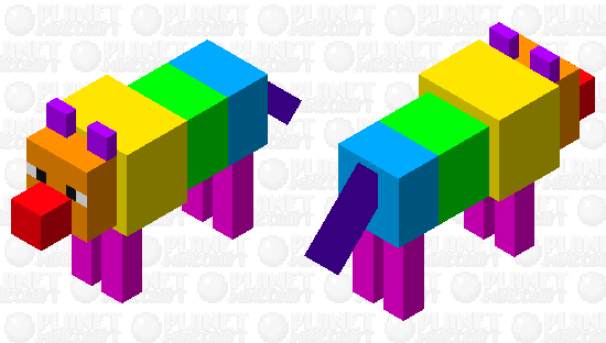 Rainbow Wolf/Dog Minecraft Mob Skin