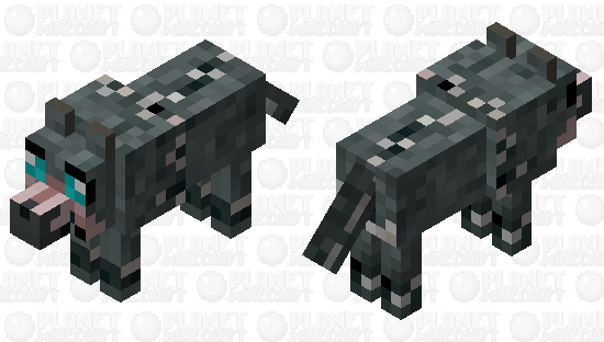 Blue-Eyed Tamed Gray Wolf Minecraft Mob Skin
