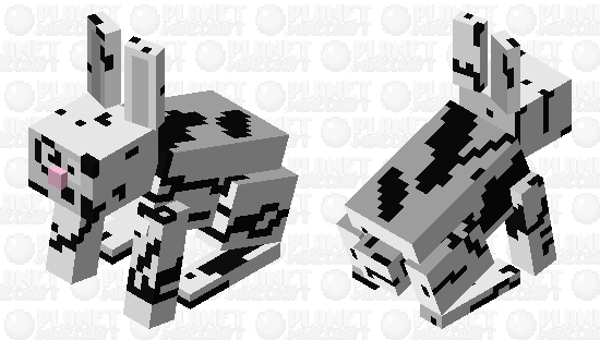 Cartoon Styled Rabbit (Black & White) Minecraft Mob Skin