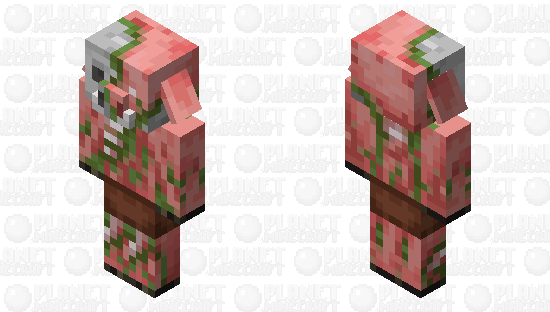 ZOMBIFIED PIGLIN (WITH 2 EARS AND SHORTS) Minecraft Mob Skin