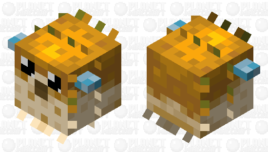 Baiacu com Nadadeiras 3d e Olhos Fofos Minecraft Mob Skin