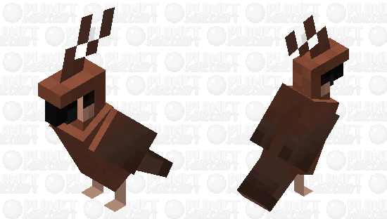 Brown Bird Parrot (with head feathers) Minecraft Mob Skin